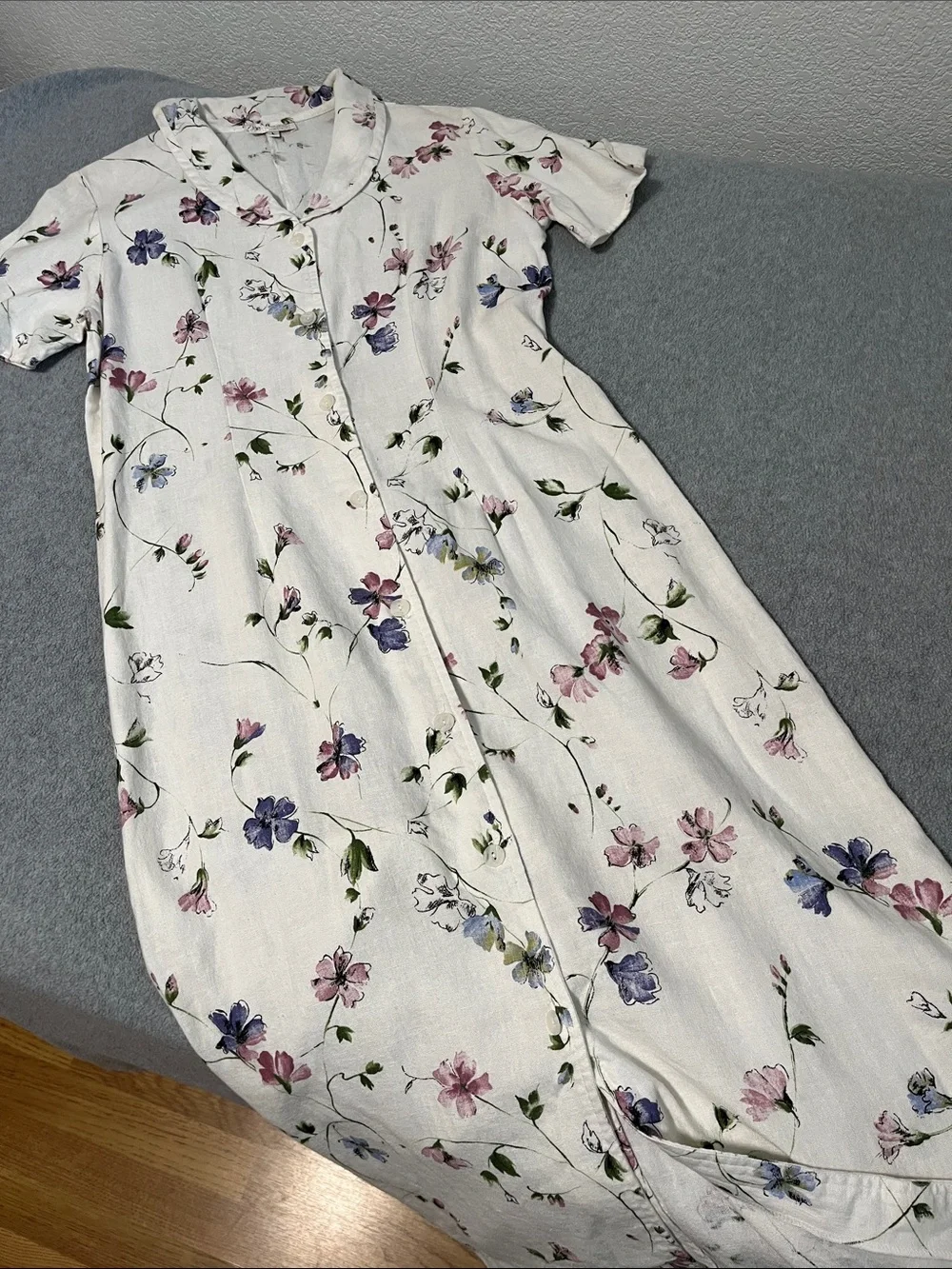 Basic threads | Dresses | Vintage Floral Linen Maxi Dress Large Button ...